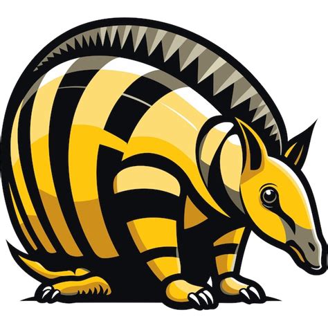 a bold and striking illustration of a yellow and black armadillo with a
