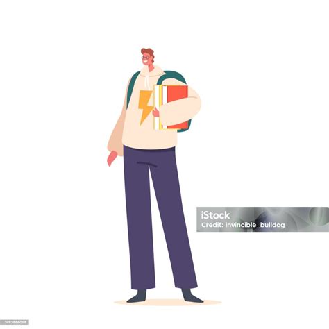 남자 학생 캐릭터는 책을 들고 지식을 확장하고 학문적으로 탁월하기로 결심했다 벡터 일러스트레이션 교육에 대한 스톡 벡터 아트 및 기타 이미지 Istock