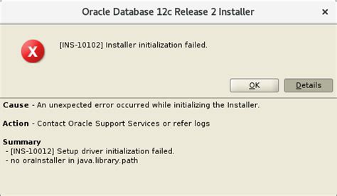 Oracle Database Installer In Linux INS Installer Initialization Failed Stack Overflow