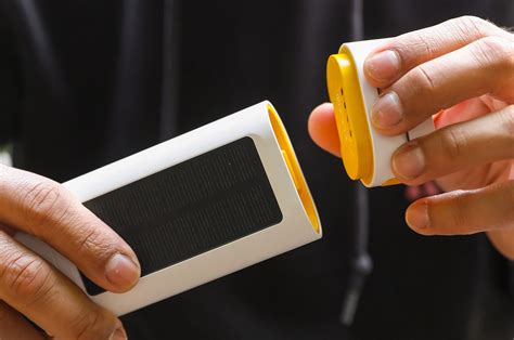 this solar powered flashlight snaps onto a headband to become capable