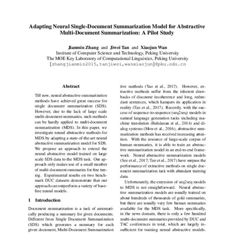 adapting neural single document summarization model for abstractive