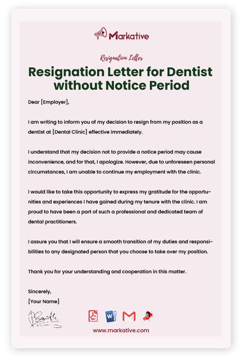 How To Write Best Resignation Letter For Dentist [5 Templates] Markative