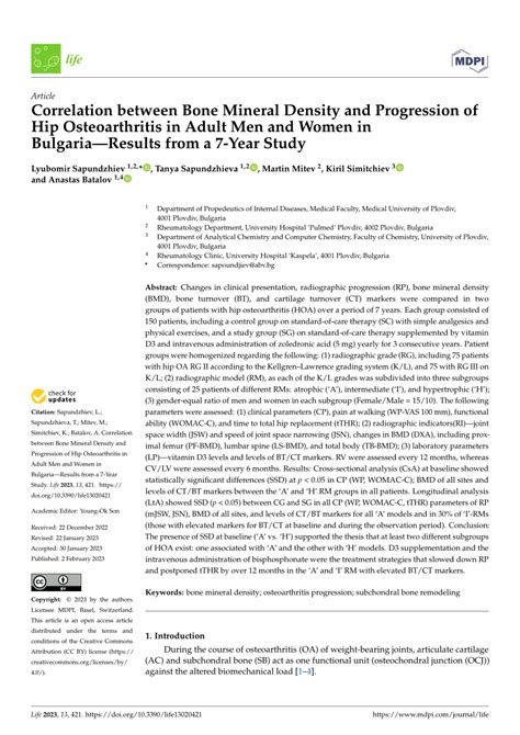 Pdf Correlation Between Bone Mineral Density And Progression Of Hip Osteoarthritis In Adult