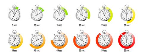 현실적인 클래식 스톱워치 샤이니 메탈 크로노미터 다이얼이 있는 타임 카운터 분과 초를 보여주는 다채로운 카운트 다운 타이머 스포츠 시작 및 종료에 대한 시간 측정 벡터 그림
