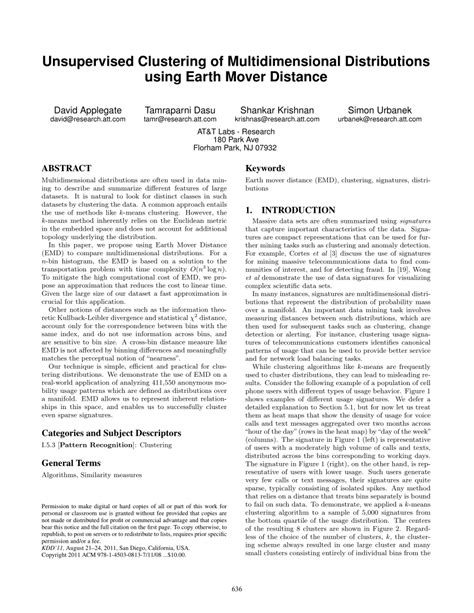 pdf unsupervised clustering of multidimensional distributions using