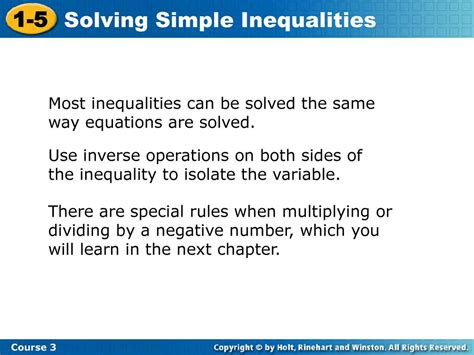 Solving Simple Inequalities - ppt download