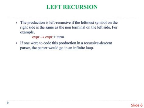 Elimination Of Left Recursion Pptx Programming Languages Computing