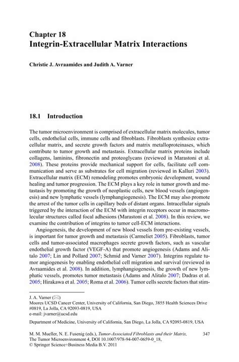 Pdf Tumor Associated Fibroblasts And Their Matrix Integrin Extracellular Matrix
