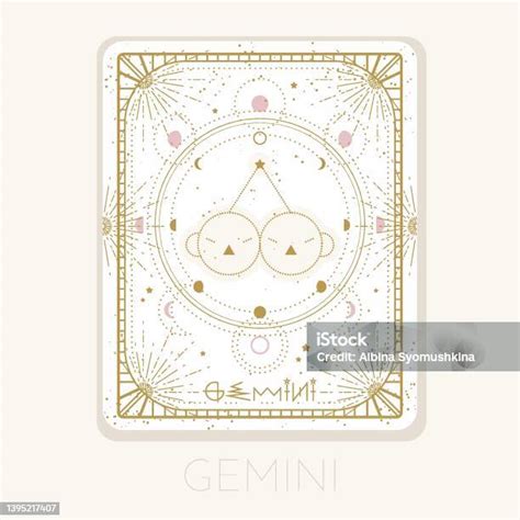 조디악 사인 제미니 카드 달의 위상을 가진 점성술 별자리 상징 흰색 배경에 그래픽 골드 아이콘 벡터 라인 아트 일러스트 레이 션 개념에 대한 스톡 벡터 아트 및 기타 이미지