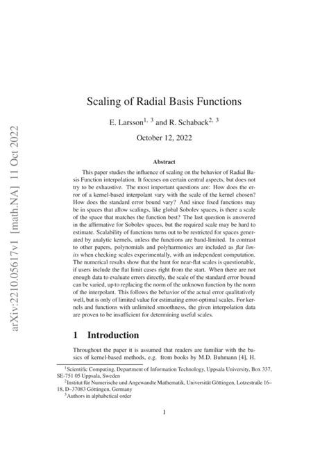 Scaling Of Radial Basis Functions Deepai