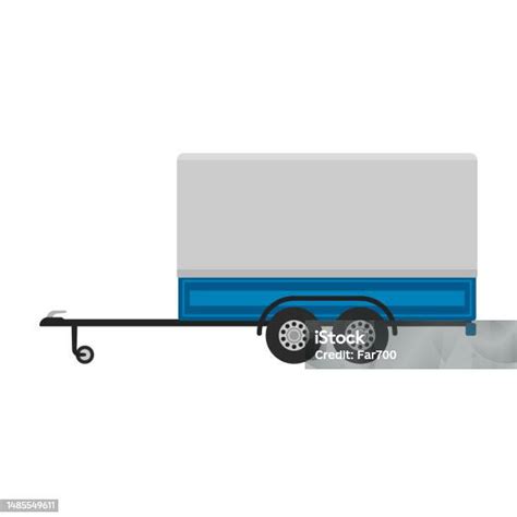 화물 자동차 트레일러 아이콘입니다 카라반 컬러 실루엣 측면도 벡터 간단한 평면 그래픽 그림입니다 흰색 배경에 격리된 개체입니다 격리 가벼운에 대한 스톡 벡터 아트 및 기타