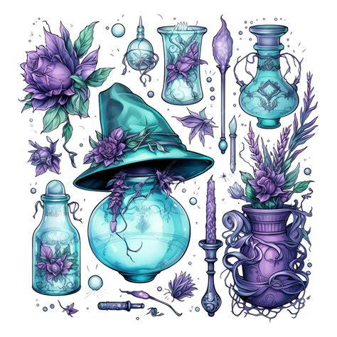 Premium AI Image | beautiful purple Witch's charm clipart illustration