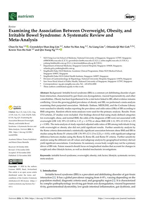 Pdf Examining The Association Between Overweight Obesity And Irritable Bowel Syndrome A