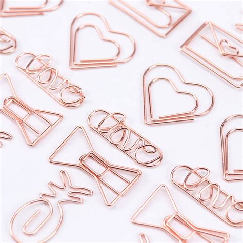 아름다운 봉투 책갈피 플래너 종이 클립 금속 재료 책갈피 책 문구 학교 사무용품 팩당 5 개 사무실 바인딩 용품