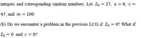 Solved Problem 3 A Use The Lcg Method To Generate A