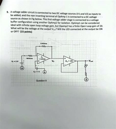 9 a voltage adder circuit is connected to two dc voltage sources v1 and