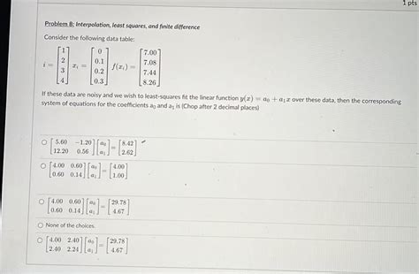 Solved Problem 7 Interpolation Least Squares And Finite Chegg Com