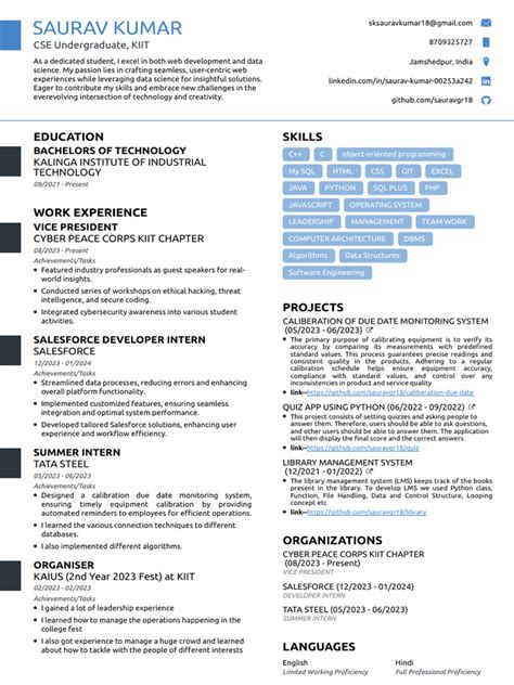 saurav s resume pdf web development computing