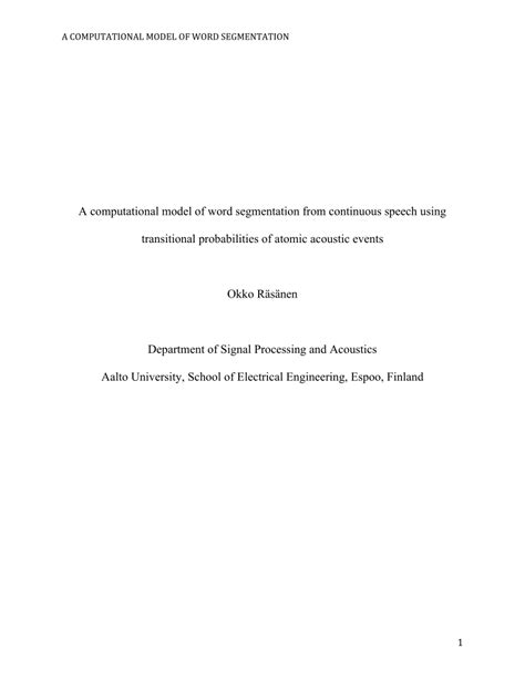 Pdf A Computational Model Of Word Segmentation From Continuous Speech Using Transitional