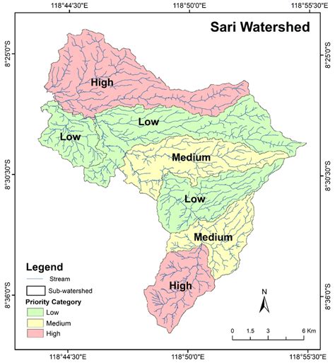Priority Category Map For Sub Watersheds Of Sari Watershed Download