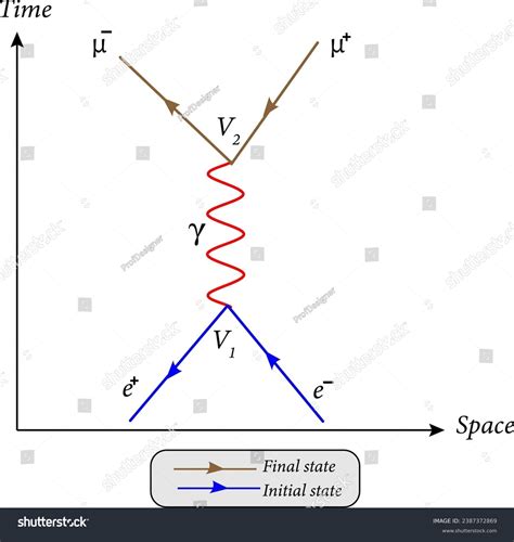 Feynman Diagram Graphical Method Representing Interactions Stock Vector Royalty Free