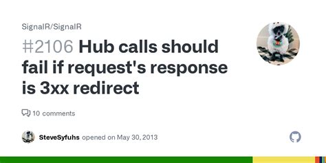 Hub Calls Should Fail If Requests Response Is 3xx Redirect · Issue 2106 · Signalrsignalr · Github