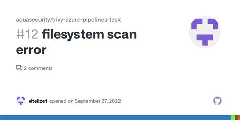Filesystem Scan Error · Issue 12 · Aquasecuritytrivy Azure Pipelines Task · Github