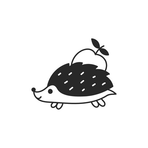 Hedgehog With Apple Doodle Illustration Vector Art At Vecteezy