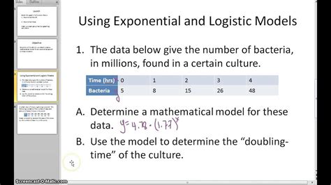 exponential and logistic models using ti 84 youtube