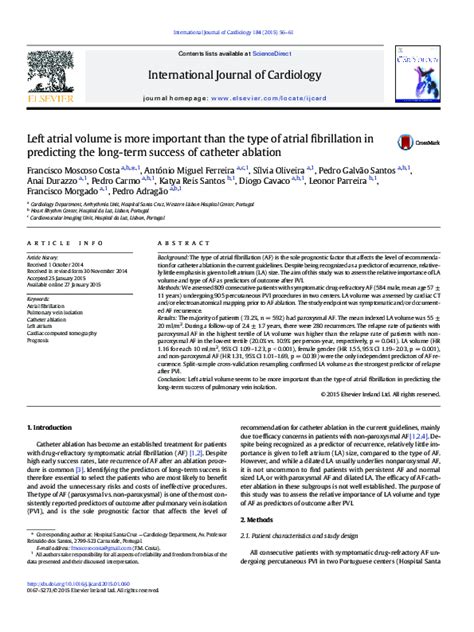Pdf Left Atrial Volume Is More Important Than The Type Of Atrial Fibrillation In Predicting