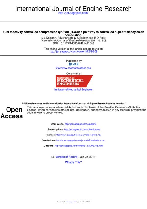 Pdf Fuel Reactivity Controlled Compression Ignition Rcci A Pathway To Controlled High
