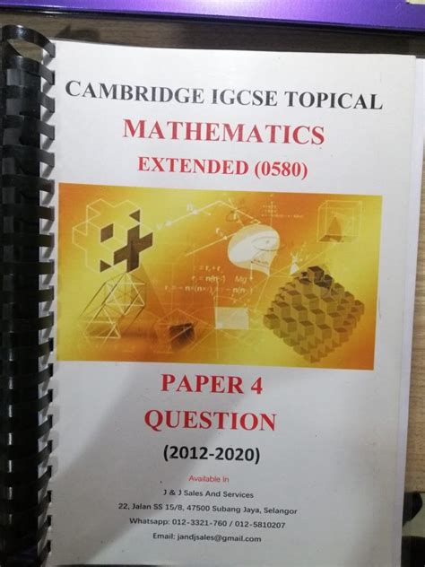 Cambridge Igcse Mathematics Paper 4 Topical Questions 2012 2020