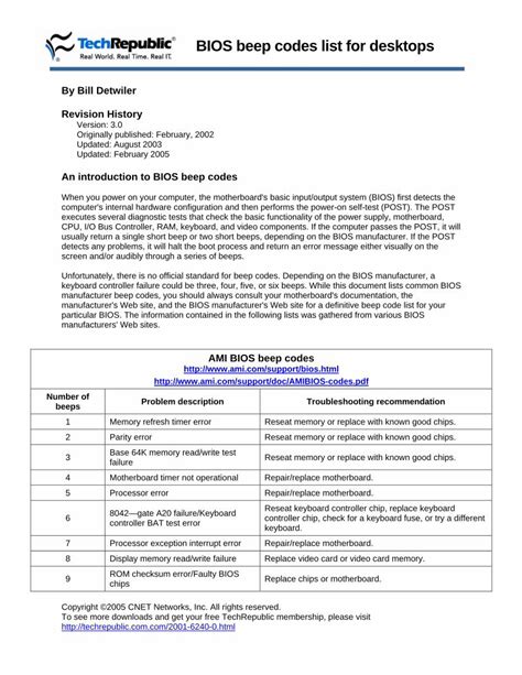 pdf bios beep codes list for desktops · pdf filea single beep code