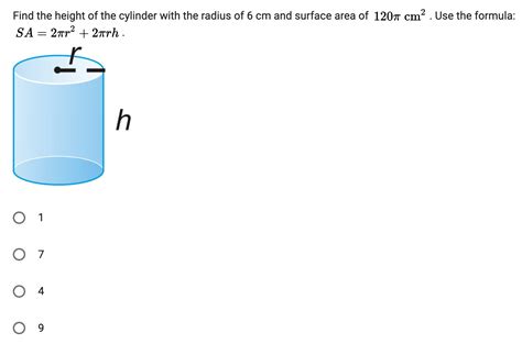 Find The Height Of The Cylinder With The StudyX