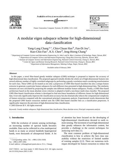 Pdf A Modular Eigen Subspace Scheme For High Dimensional Data