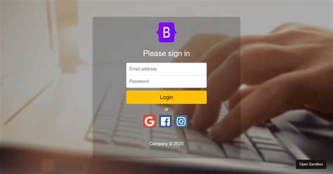 Bootstrap Login Page Codesandbox