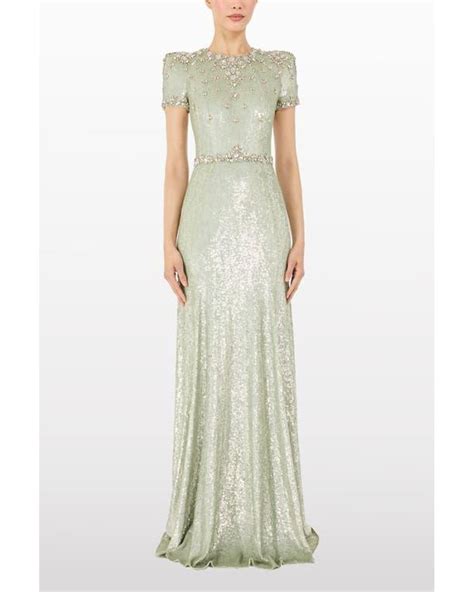 Jenny Packham Lombard Embellished Dress In Green Lyst