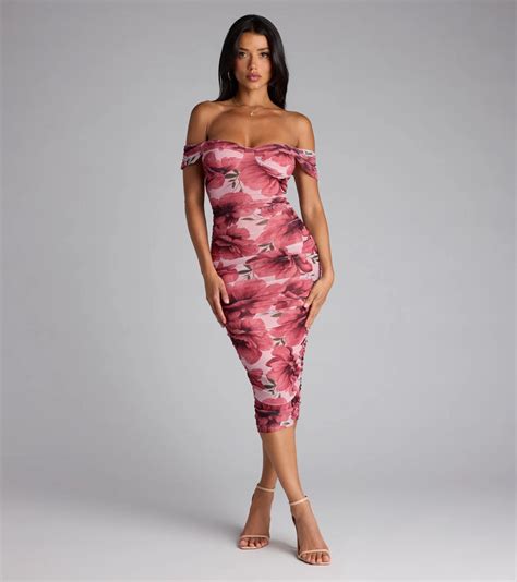 Off Shoulder Midi Dresses And Windsor