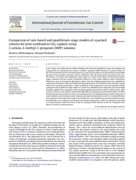 pdf comparison of rate based and equilibrium stage models of a packed