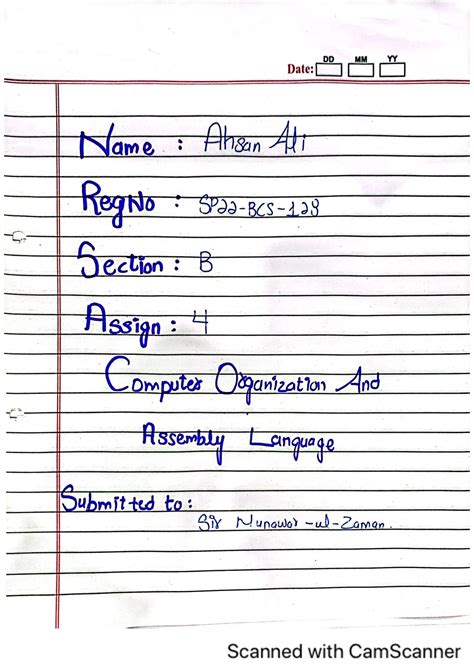 Sp22 Bcs 128 Ahsan Ali Assign 4 Assembl Microprocessor And Assembly