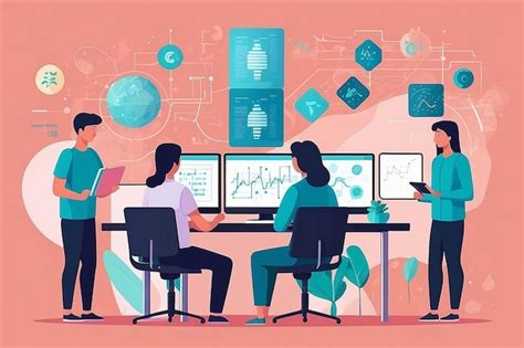 Premium Photo A Flatstyle Illustration Of Students Using Ai Algorithms To Analyze Patterns In
