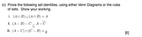 Solved C Prove The Following Set Identities Using Either Chegg Com