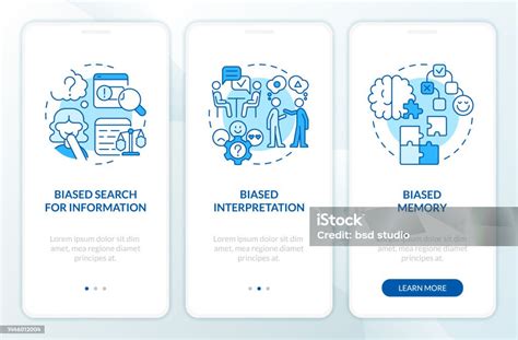 Types Of Cognitive Bias Blue Onboarding Mobile App Screen Stock Illustration Download Image