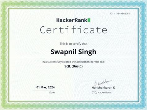 Sql Certification Hackerrank Dataanalytics Swapnil Singh