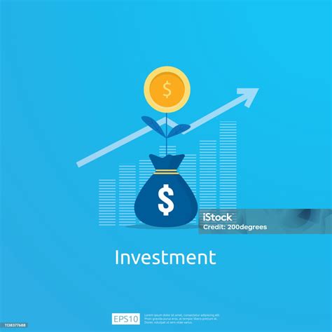 성취 목표의 비즈니스 개념입니다 투자 Roi 비전에 대 한 수익 성공에 성장 화살표 그래프 차트 돈 가방 이익 증가 증가 하는