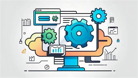 Illustration Of Erp Software Interface With Gear Icon On White