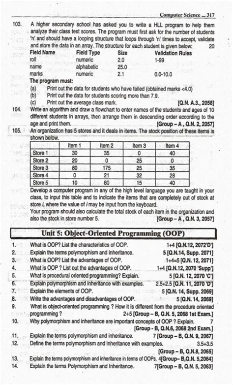Neb Class 12 Computer Science Past Year Question Collection Nepali