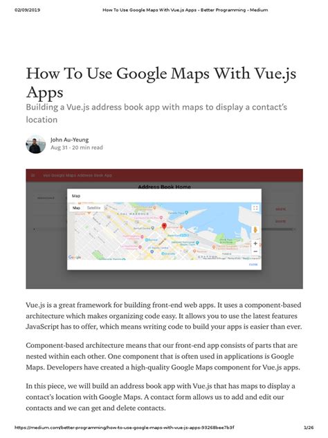 How To Use Google Maps With Vue - Js Apps - Better Programming - Medium | Download Free PDF ...
