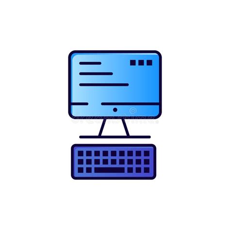 Computer Keyboard Monitor Computing Flat Color Icon Vector Icon