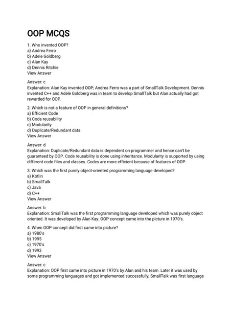 Oop Mcqs Pdf